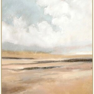 Modern Abstract Brown Landscape Painting, Gray Mountain Canvas Art ...