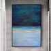 Navy Blue Landscape Painting Abstract Painting Blue Canvas - Etsy