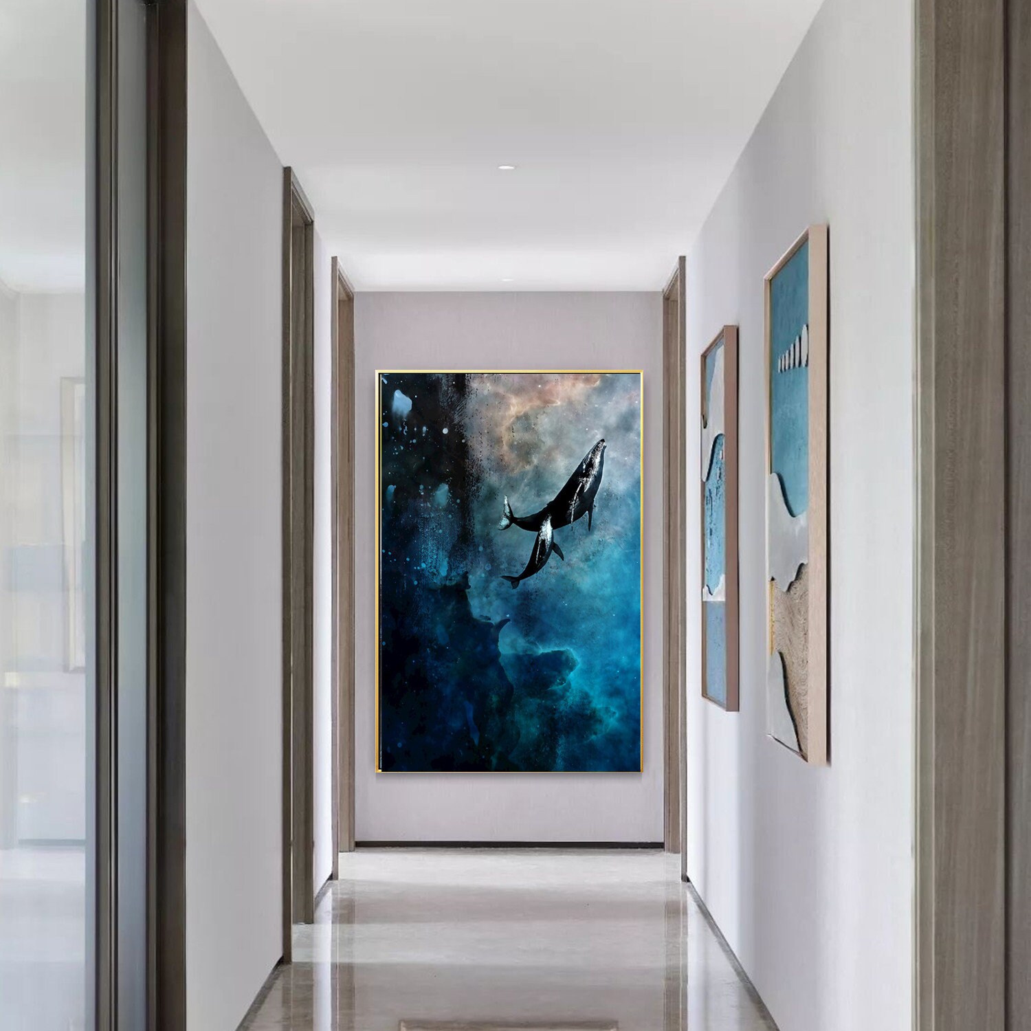 Navy Blue Sea Water Art Seascape Abstract Animal Acrylic | Etsy