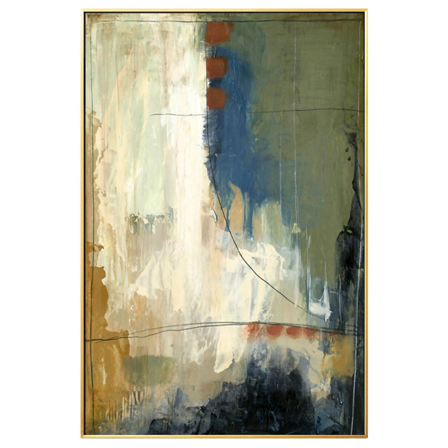 Abstract Painting Green Modern Art Acrylic Beige Painting - Etsy