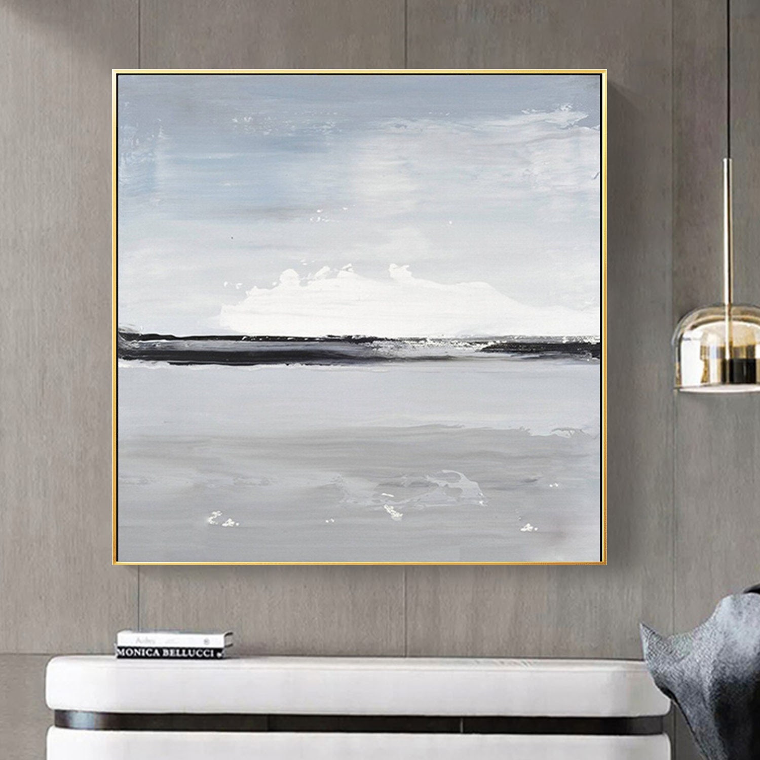 Landscape Painting Abstract Painting Grey Seascape Canvas Art - Etsy