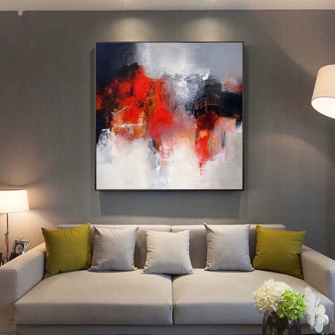 Modern Abstract Acrylic Painting Red Textured Painting Brown - Etsy