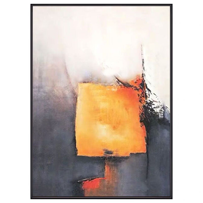 Orange Modern Abstract Painting Art Black Grey Acrylic Canvas | Etsy