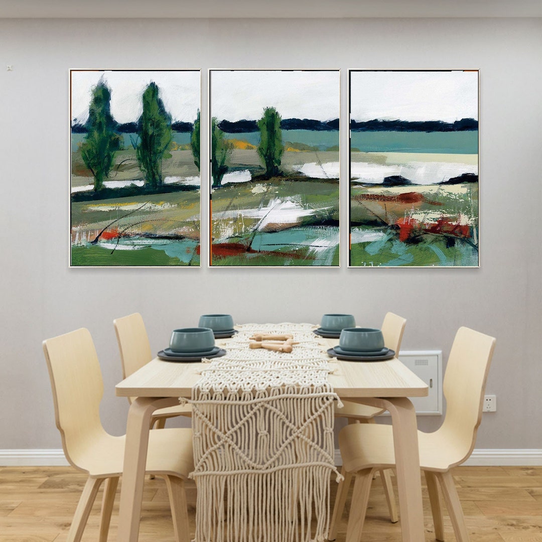 Set of 3 Pieces Canvas, Abstract Scenery Painting on Canvas, Abstract ...
