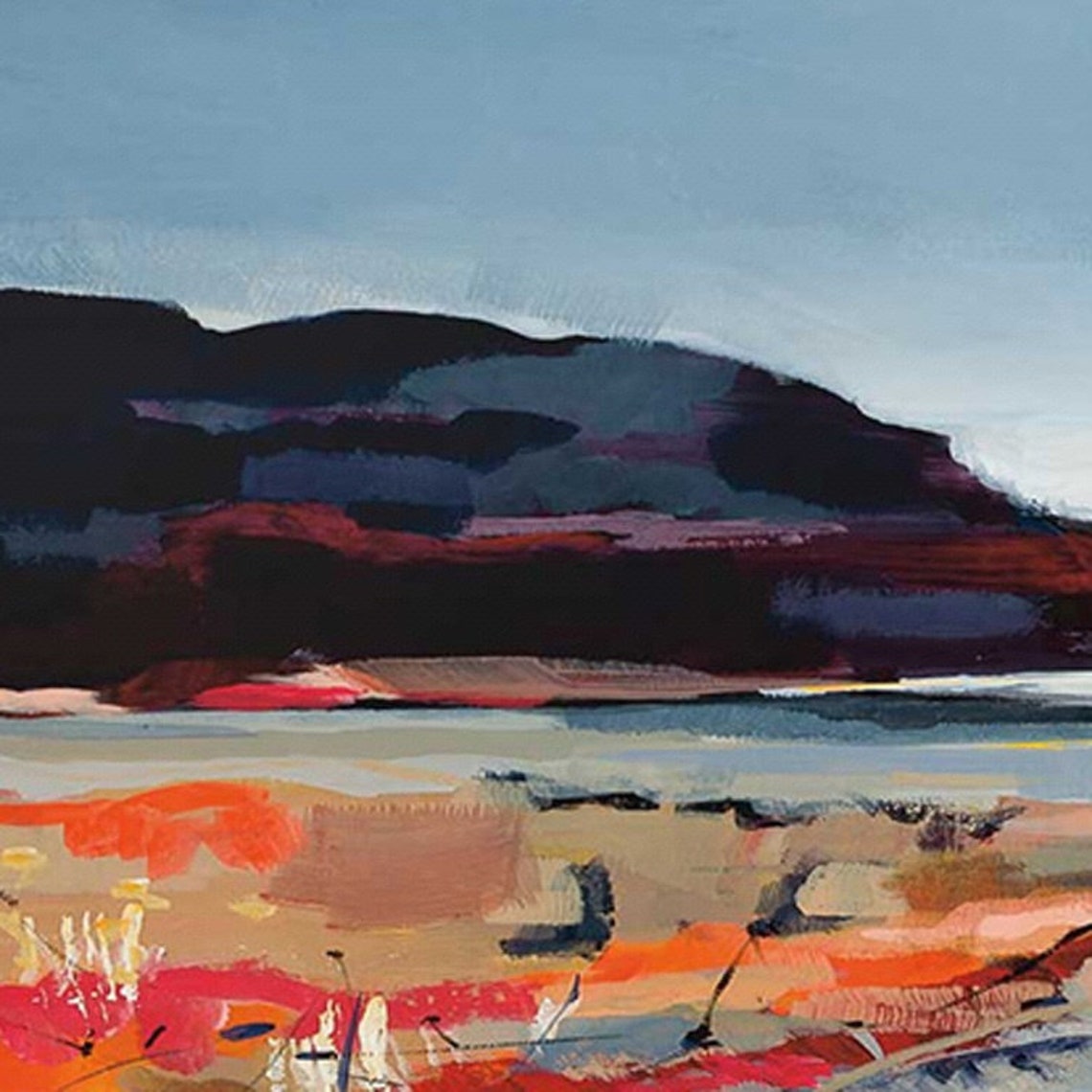 Landscape Black Mountain Painting Brown Scenery Acrylic - Etsy