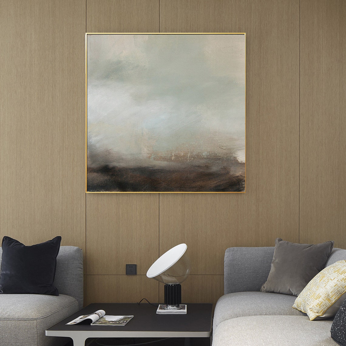 Grey Scenery Painting Brown Abstract Canvas Wall Art Painting - Etsy
