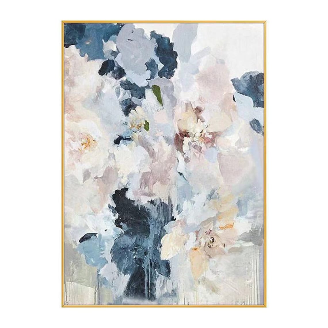 Large Abstract Painting on Canvas Navy Blue Flower Painting - Etsy
