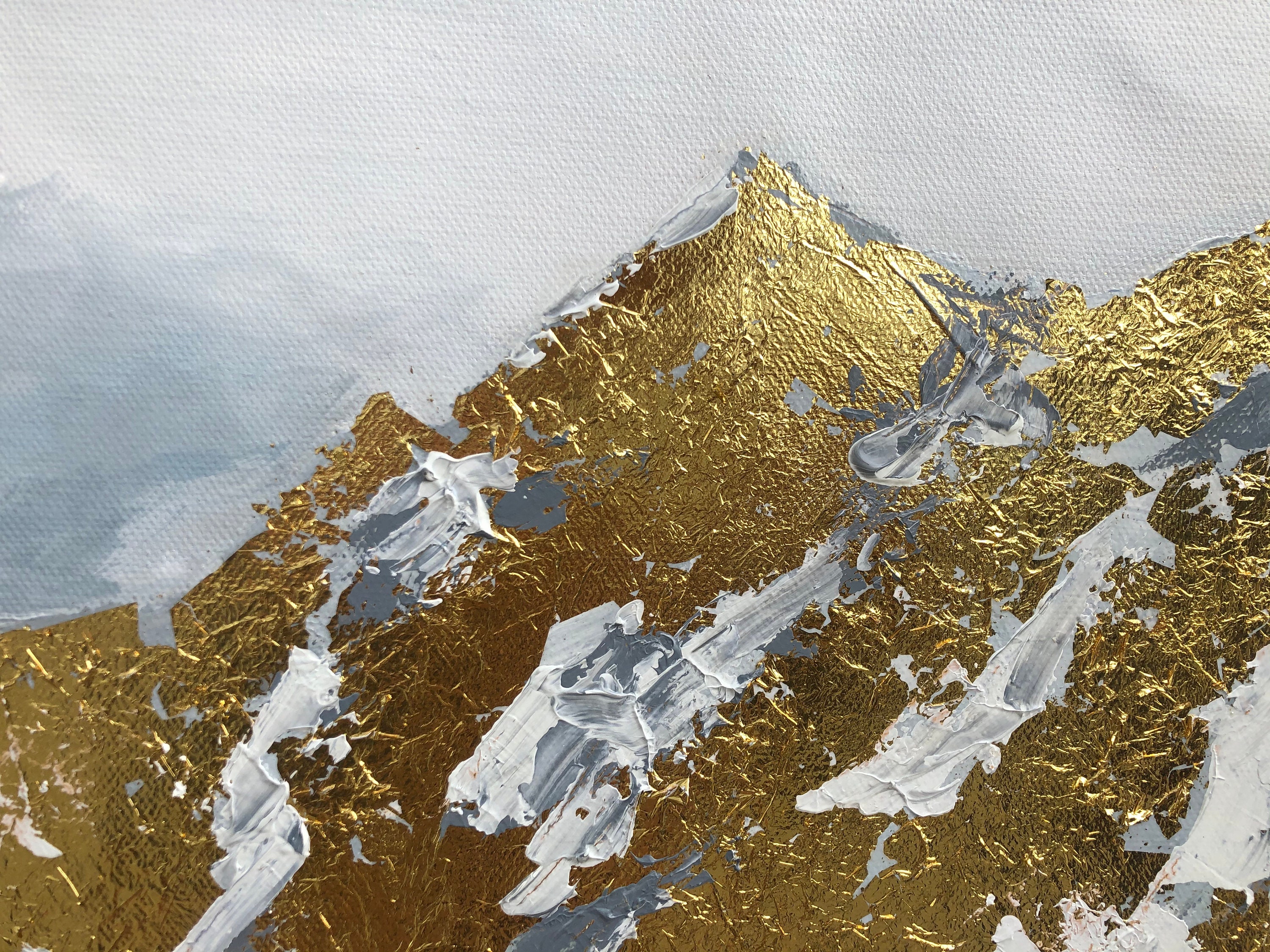 Landscape Snow Mountain Painting Sunshine Gold Mountain Gold - Etsy