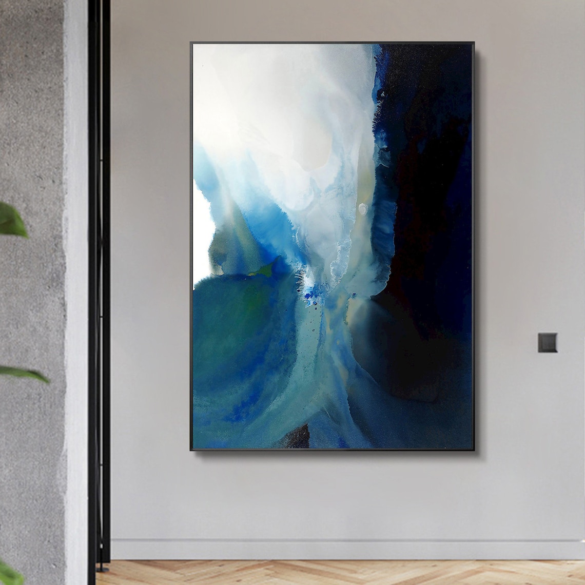 Navy Blue Abstract Acrylic Painting Colors Mixture Oil - Etsy