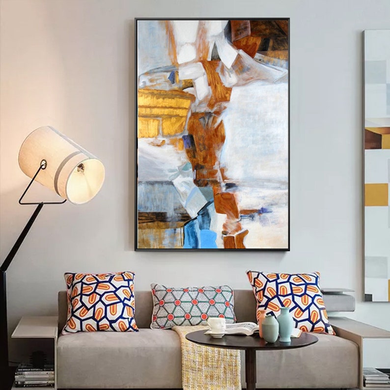 Geometry Abstract Painting Gold Abstract Canvas Art Geometric - Etsy