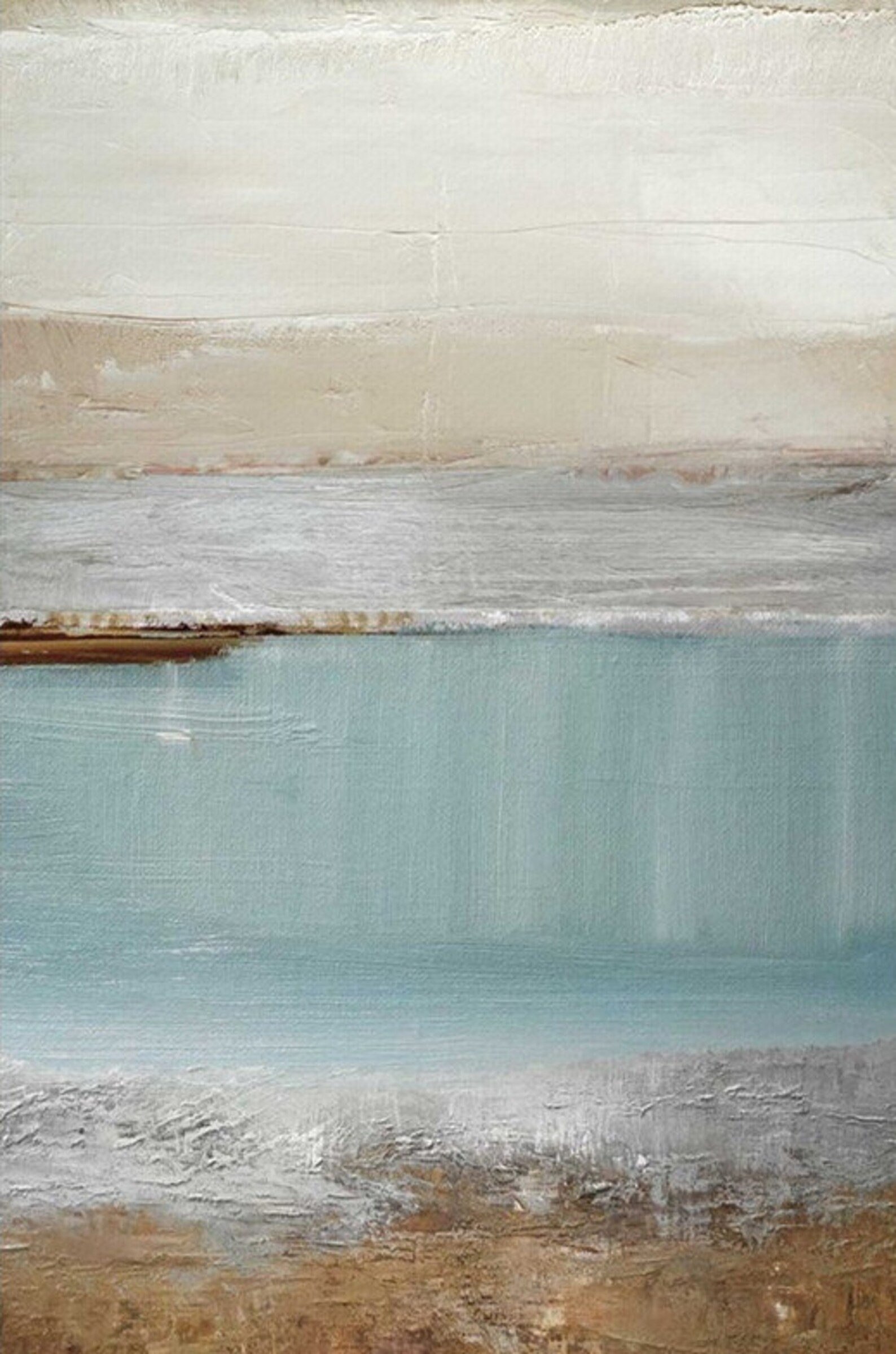 Abstract Blue Lake Painting Brown Beach Acrylic Canvas - Etsy