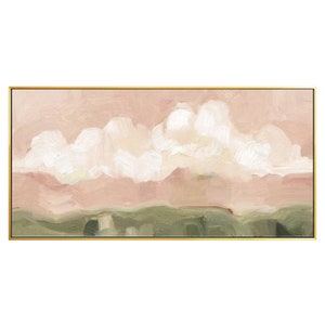 Modern Abstract Painting Green Tree Scenery Painting on Canvas Pink ...