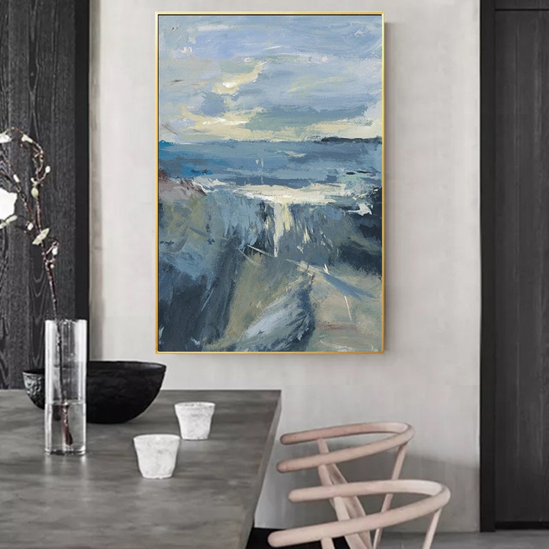 Landscape Mountain Painting Blue Scenery Acrylic Painting - Etsy