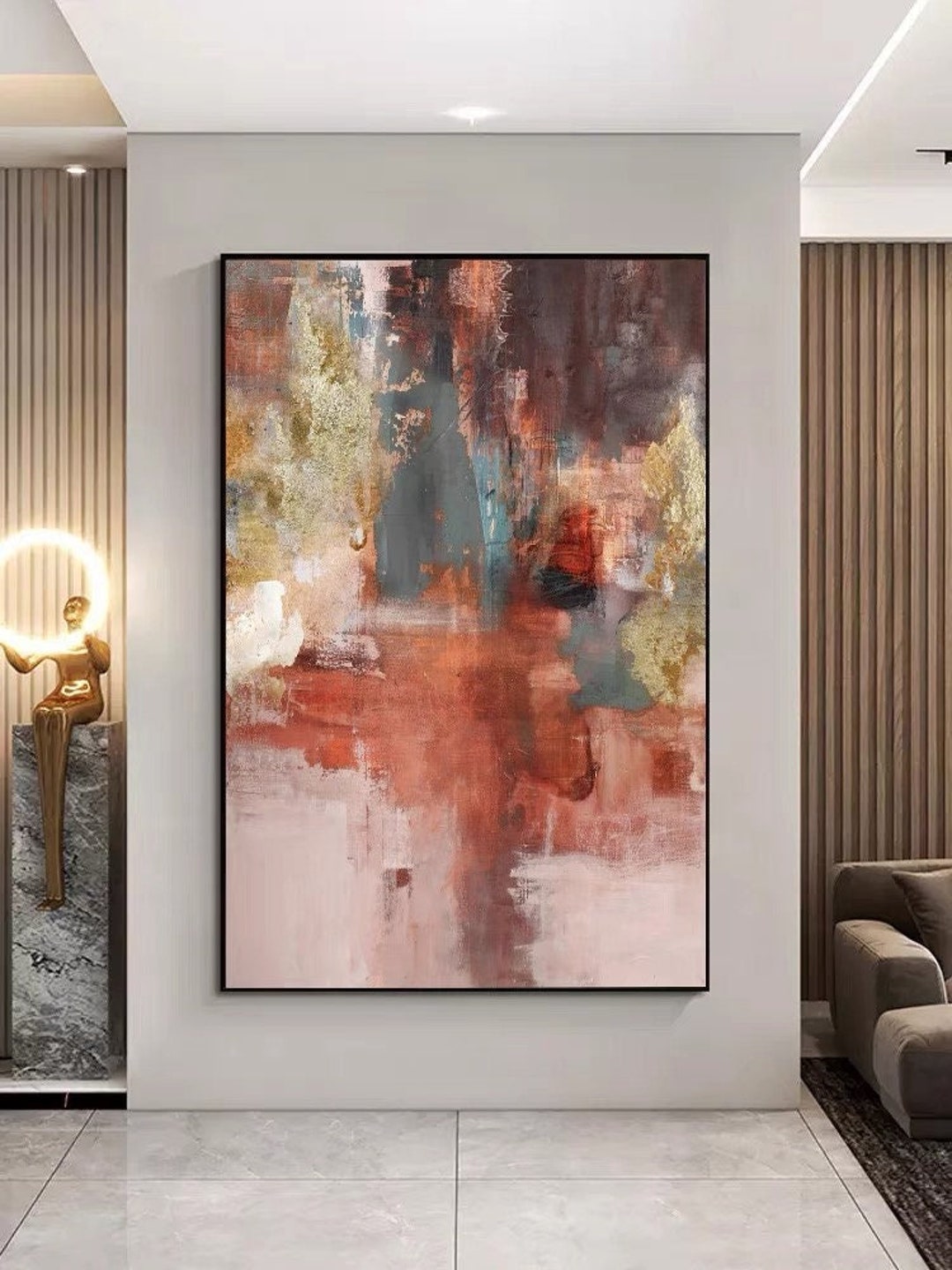 Stunning Abstract Painting Rust Color Painting Modern Abstract Gold ...