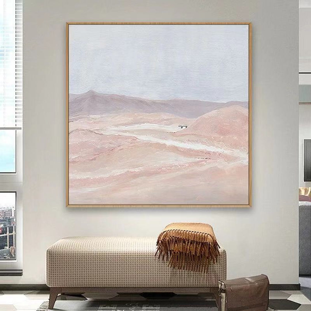 Abstract Painting Landscape Pink Mountain Painting Acrylic - Etsy