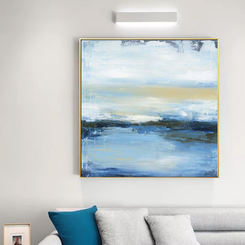 Abstract Painting on Canvas Landscape Blue Lake Water Acrylic Painting ...