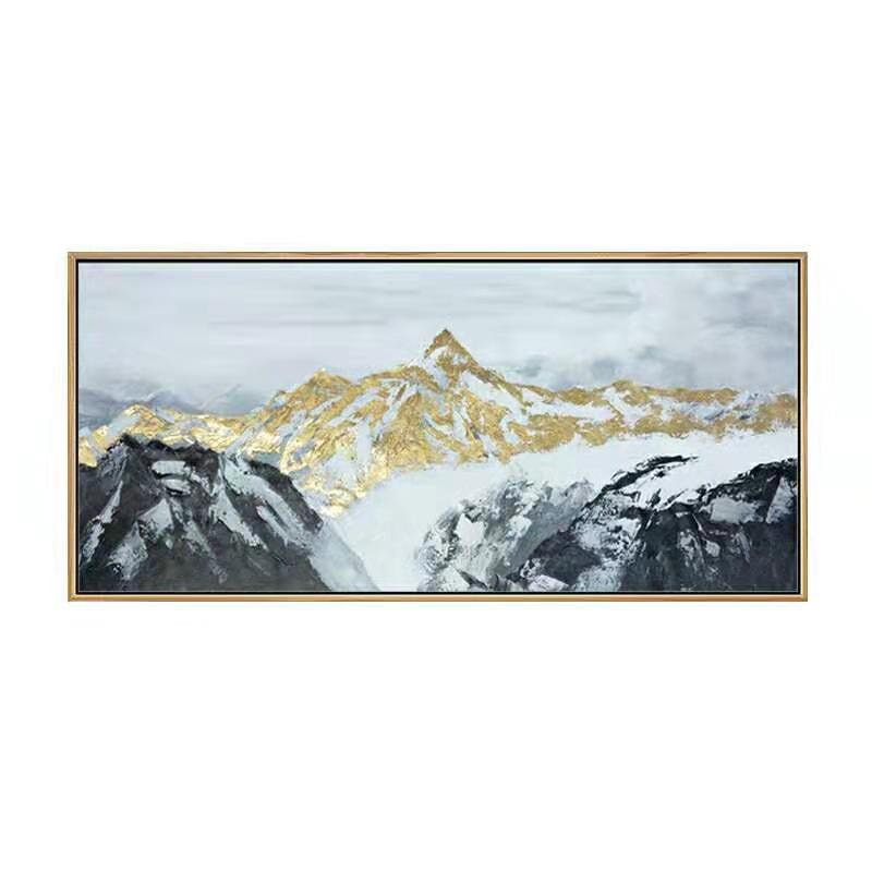 Landscape Snow Mountain Painting Sunshine Gold Mountain Gold - Etsy