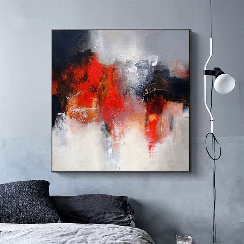 Modern Abstract Acrylic Painting Red Textured Painting Brown - Etsy