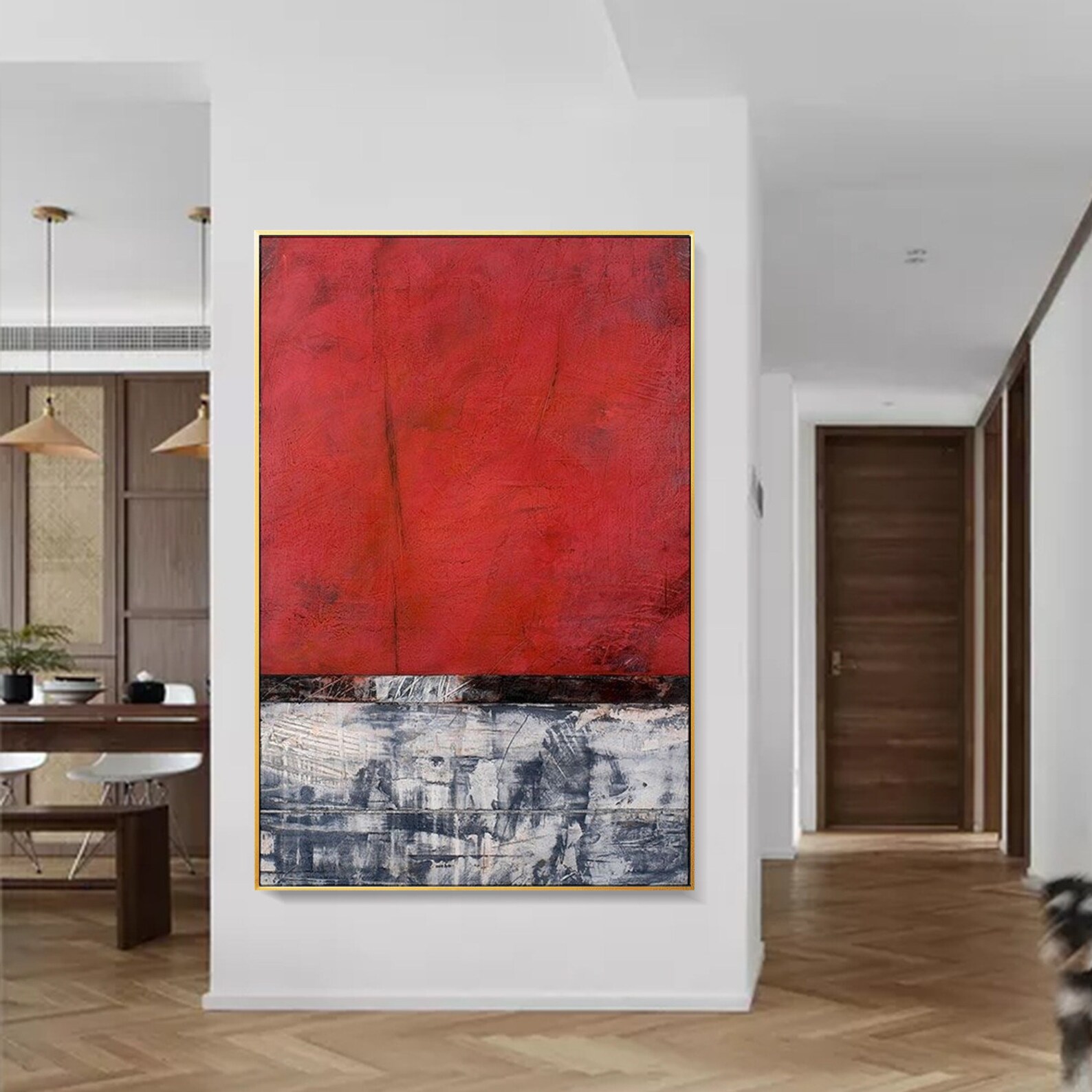 Modern Abstract Painting Red Canvas Painting Geometry Abstract | Etsy