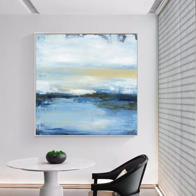 Abstract Painting on Canvas Landscape Blue Lake Water Acrylic - Etsy