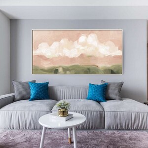 Modern Abstract Painting Green Tree Scenery Painting on Canvas Pink ...