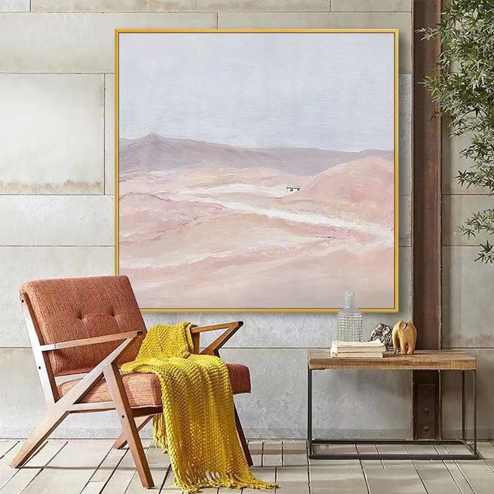 Abstract Painting, Landscape Pink Mountain Painting, Acrylic Painting ...