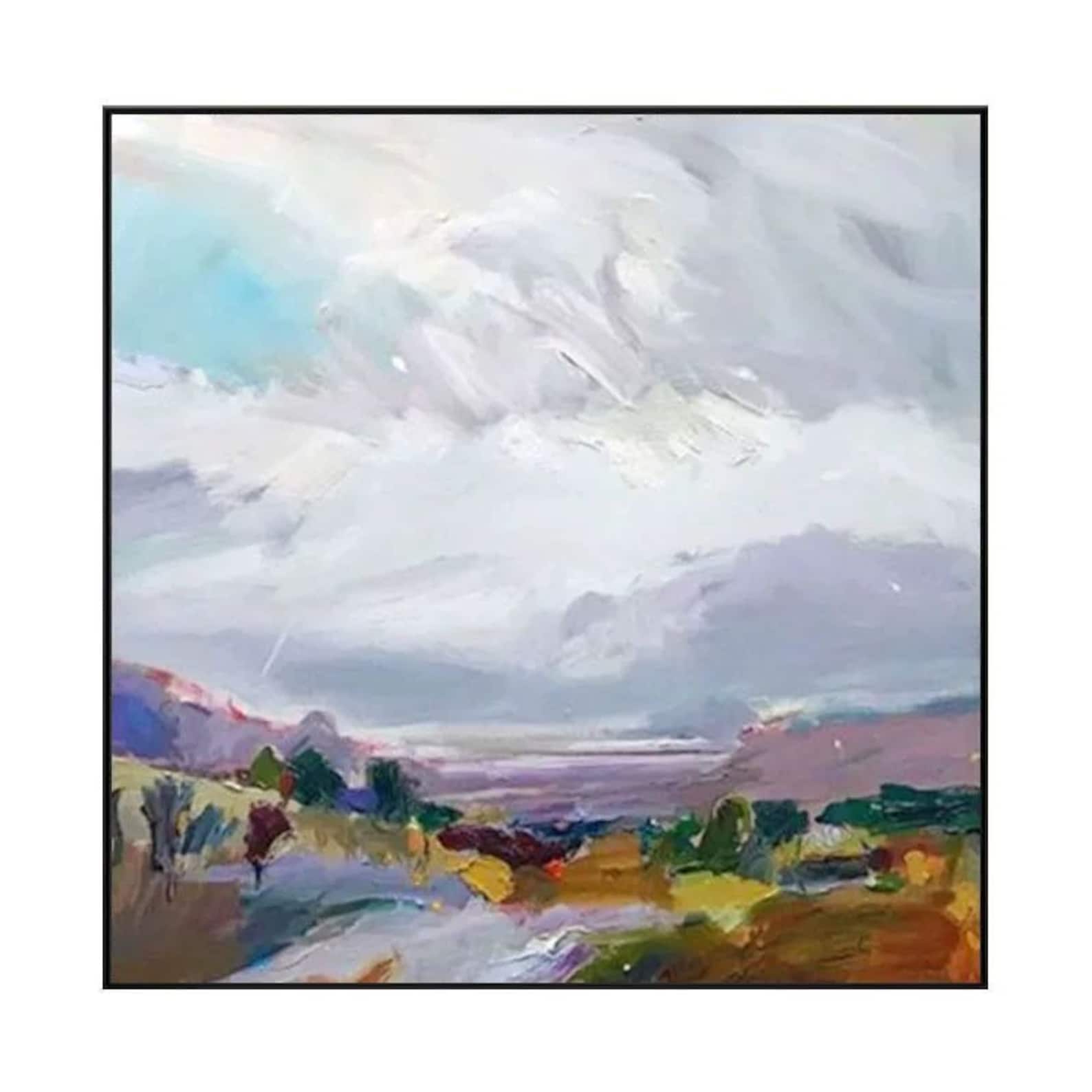 Abstract Acrylic Painting Landscape Scenery Painting Green Purple ...