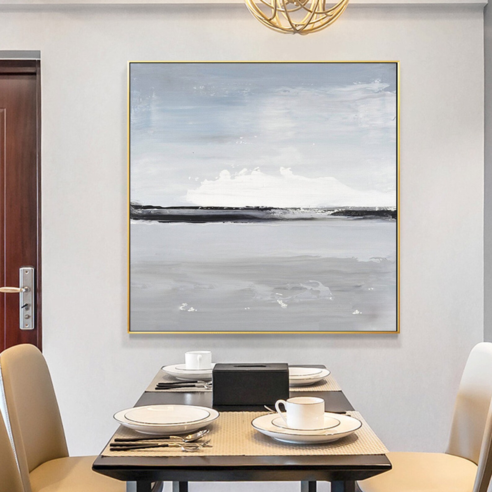 Landscape Painting Abstract Painting Grey Seascape Canvas Art - Etsy