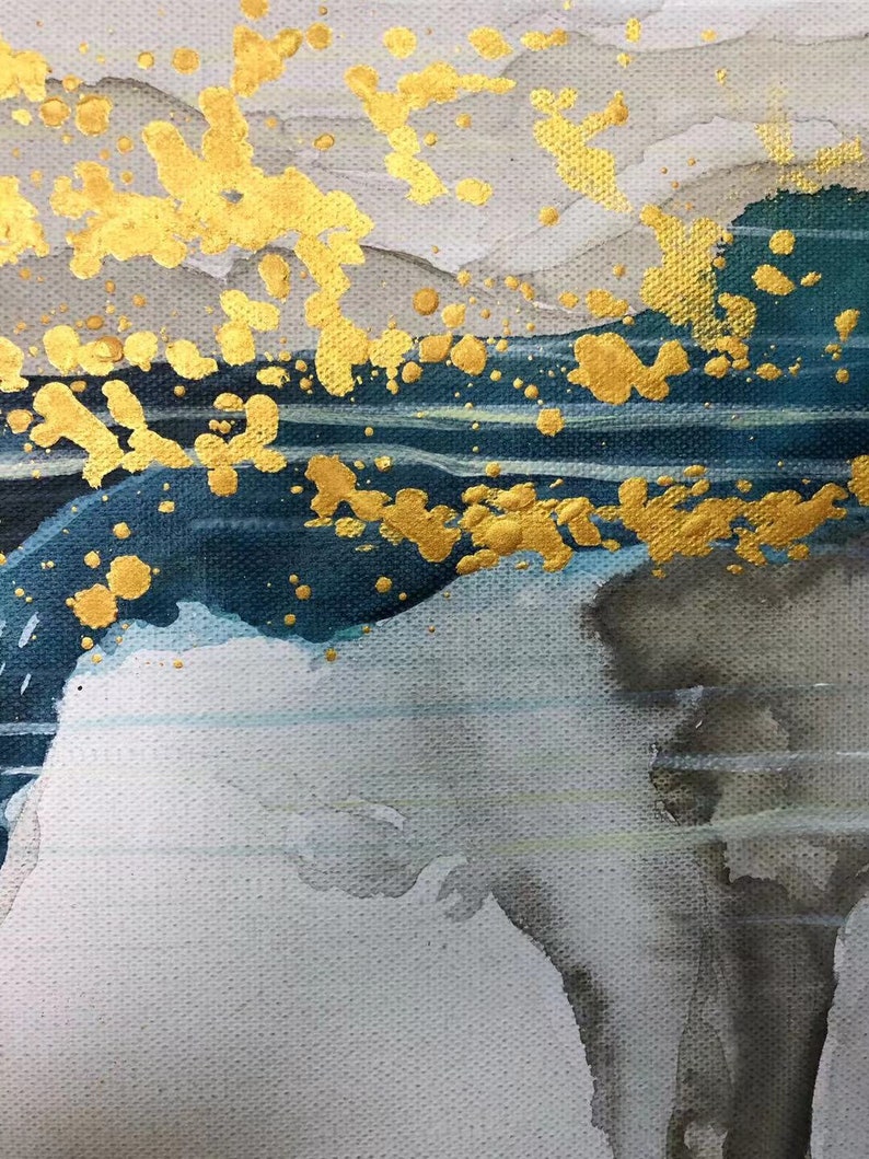 Gold Art Set of 3 Panels Abstract Painting Acrylic Painting - Etsy