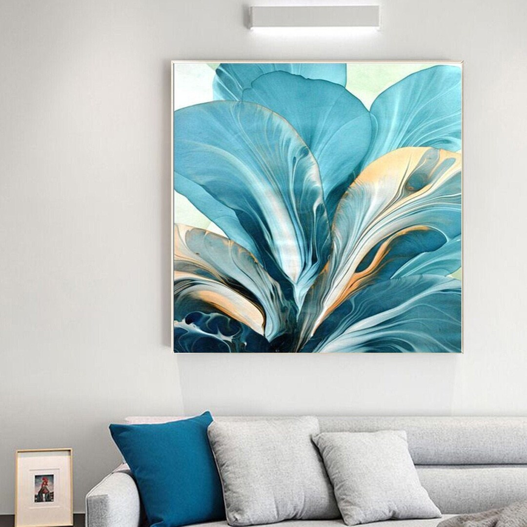 Abstract Plant Painting, Green Canvas Painting, Plant Leaf Tree Art ...