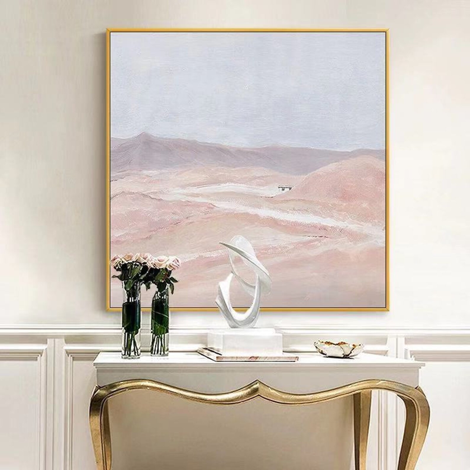 Abstract Painting, Landscape Pink Mountain Painting, Acrylic Painting ...