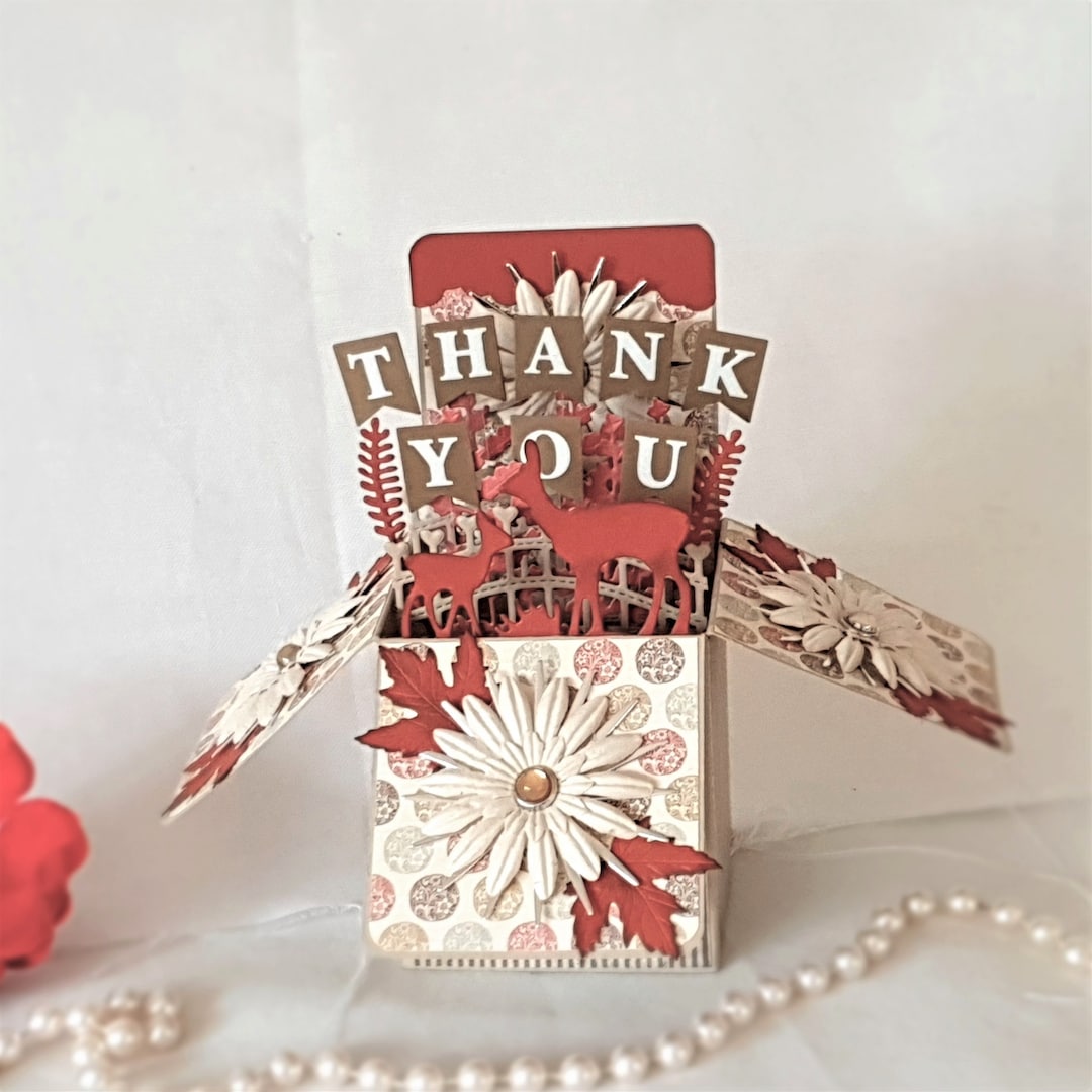 Thank You Card Pop up Box Card Handmade Card Autumn Theme - Etsy