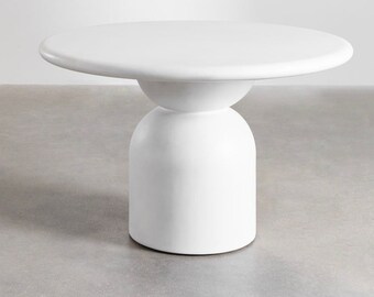 Graze White Original Cement Finish Round Dining Table Wooden White ...
