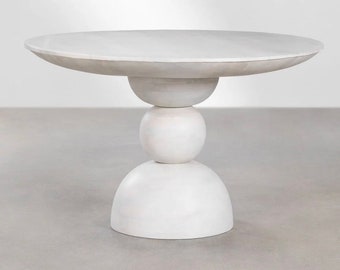 Graze White Original Cement Finish Round Dining Table Wooden White ...