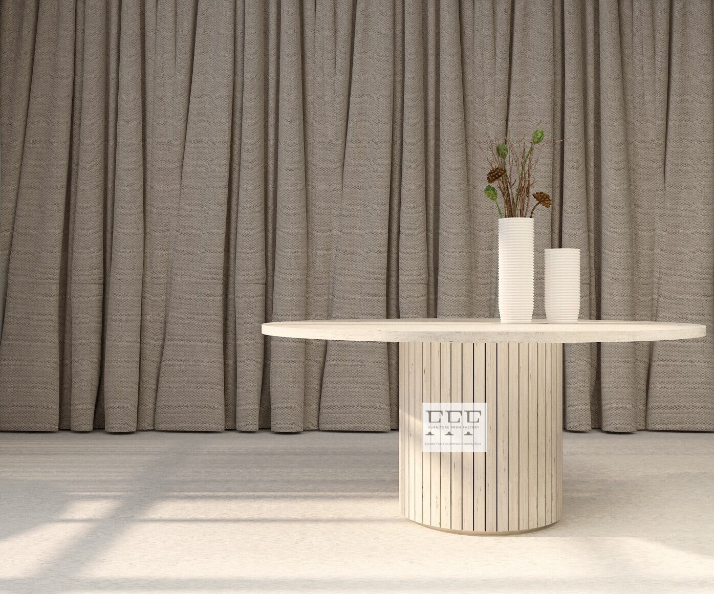 Graze White Cement Finish Round White Washed With Thin Dining Table - Etsy