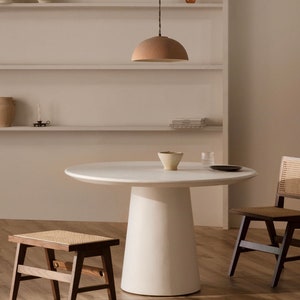 Graze White Original Cement Finish Round Dining Table Wooden White ...