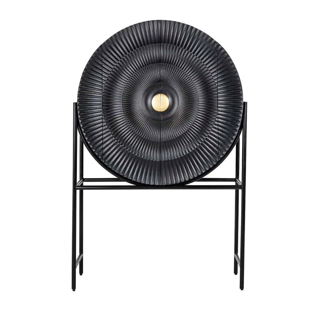 Sunrise Design Wooden Round Black Wine Cabinet Handcrafted Wine Storage ...