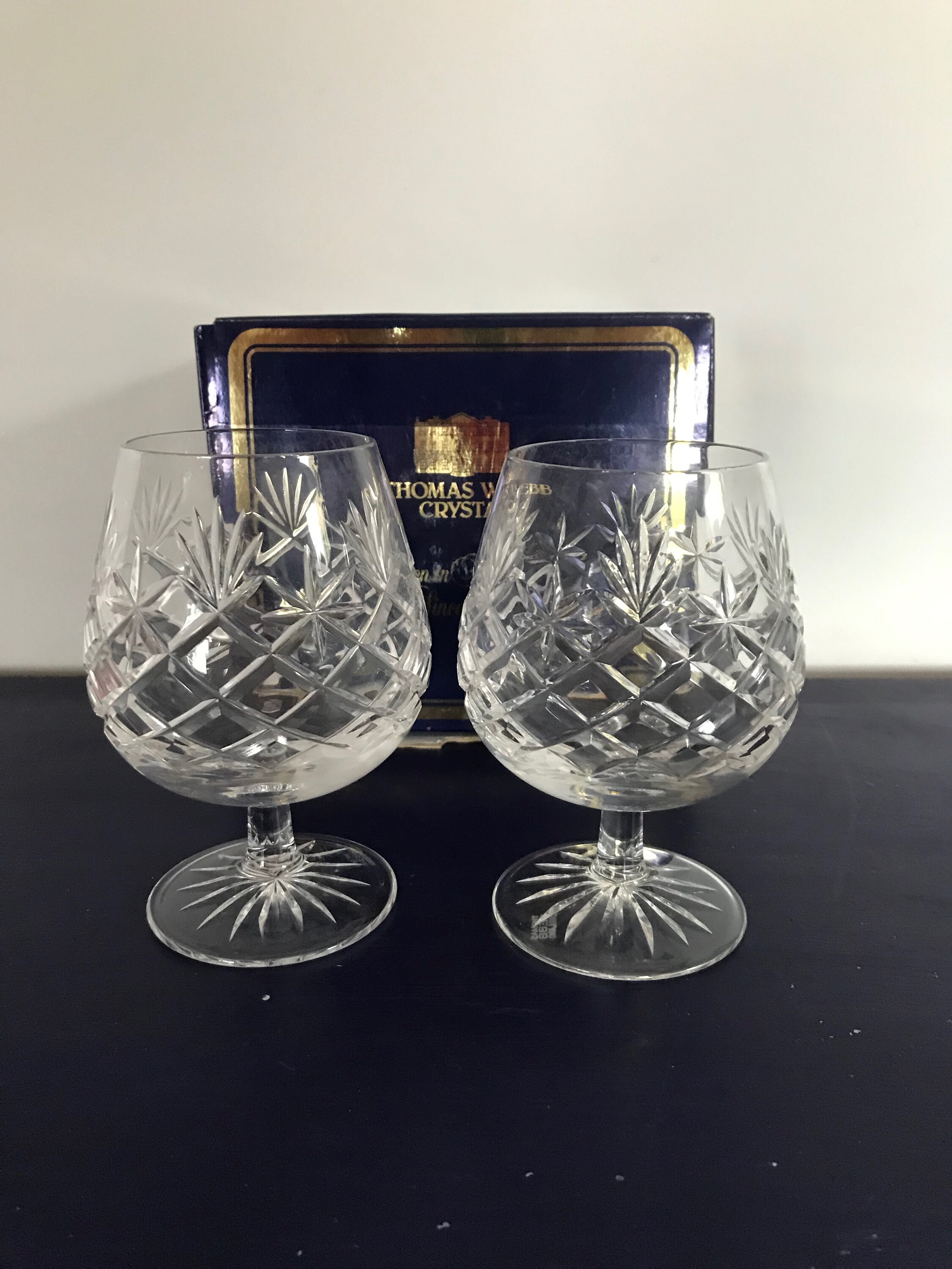 Thomas Webb Crystal Brandy Glasses Burlington Boxed Vintage - Etsy