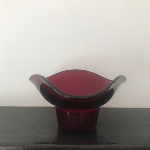 Ruby Red Sowerby Tricorn Glass Bowl Tyneside Vintage Mid Century - Etsy UK