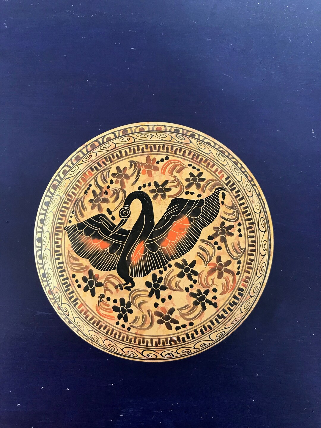 Ancient Greek Replica Lidded Pot Swan Corinth Hand Made Vintage Greece ...