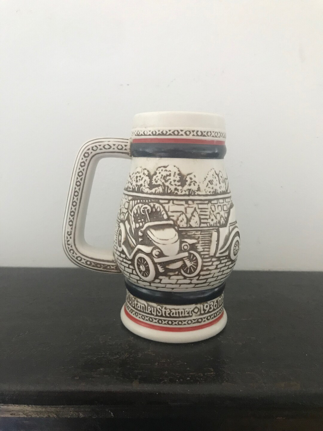 Avon Vintage Cars Tankard Handcrafted Brazil Stanley Steamer MG Bugatti ...