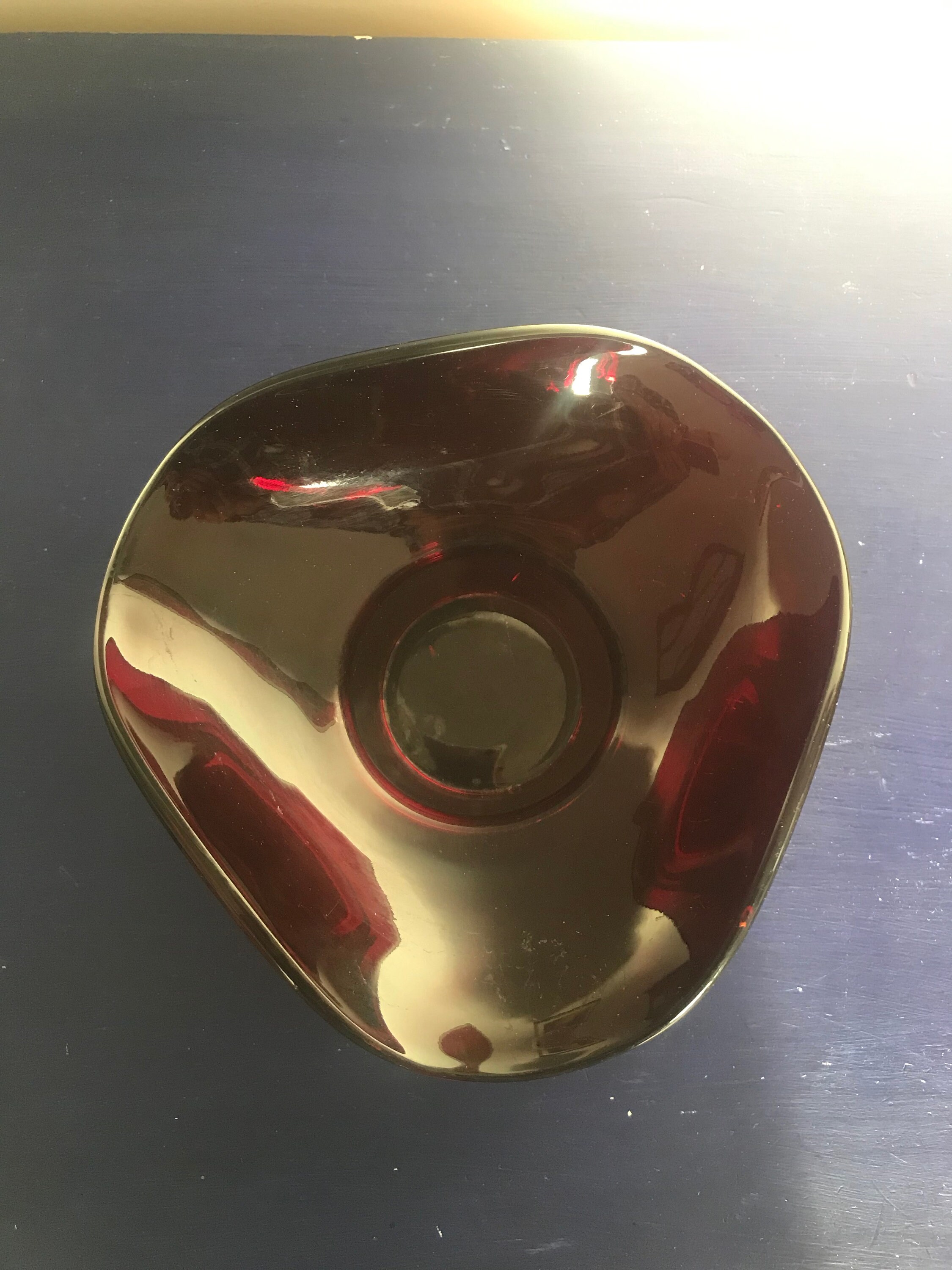 Ruby Red Sowerby Tricorn Glass Bowl Tyneside Vintage Mid - Etsy