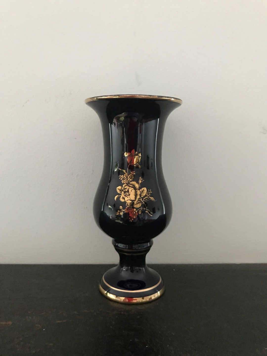 Woulind Chilean Vase Chile Vintage Cobalt Blue Gold - Etsy