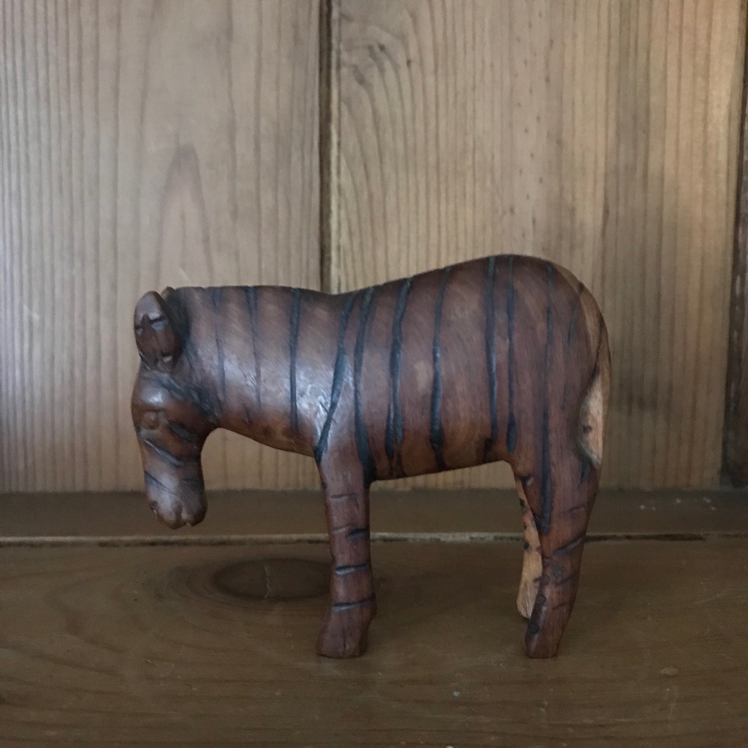 African Zebra Hand Made Carved Hardwood Vintage | Etsy