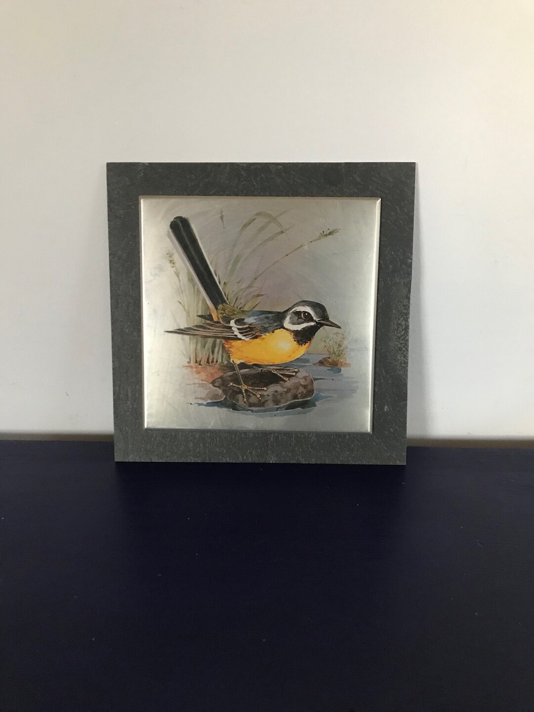 Delabole Slate Wall Plaque Grey Wagtail Cornwall Hand Made Diamal ...