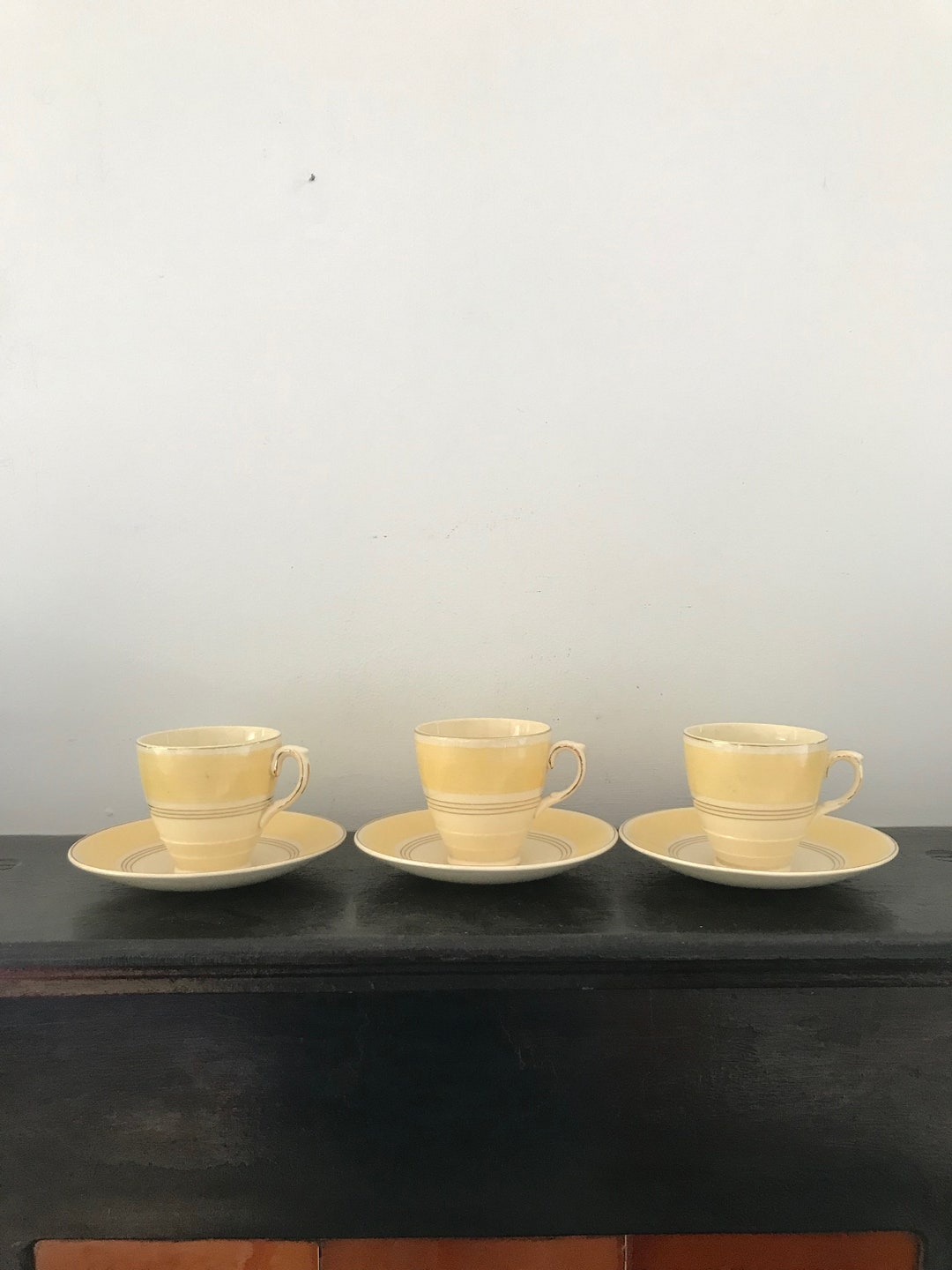 Three New Hall Art Deco Cups and Saucers Coffee Cups Vintage 1930s ...
