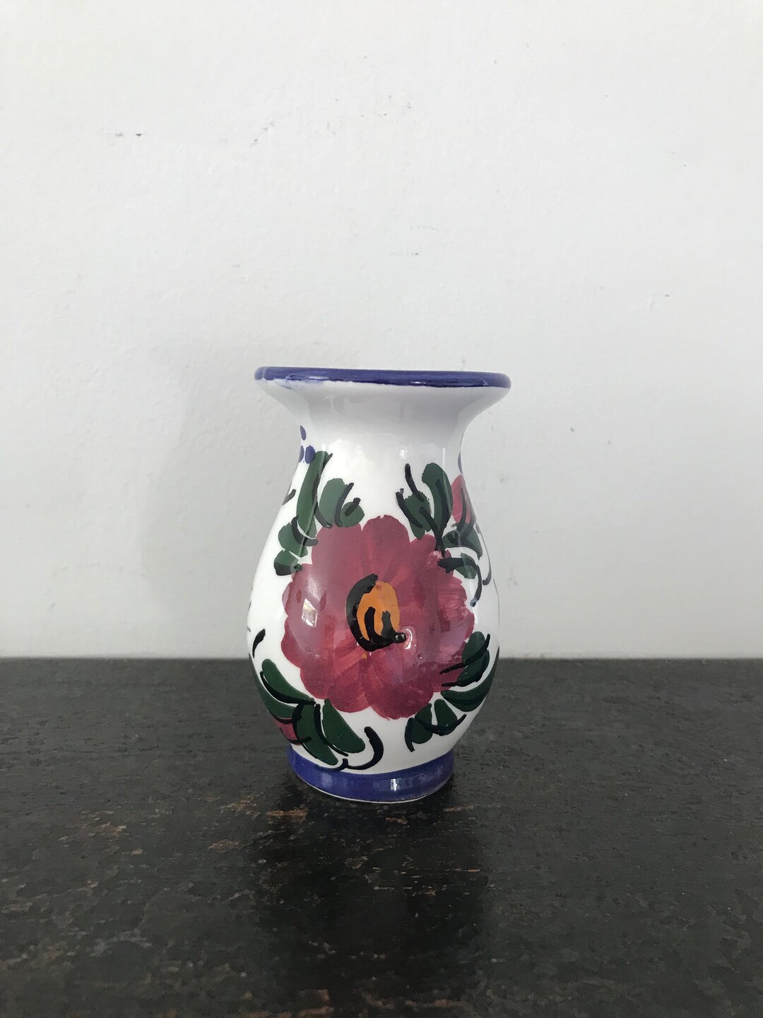 Ceramicas Oliver Spain Bud Vase Hand Painted Flowers Vintage - Etsy