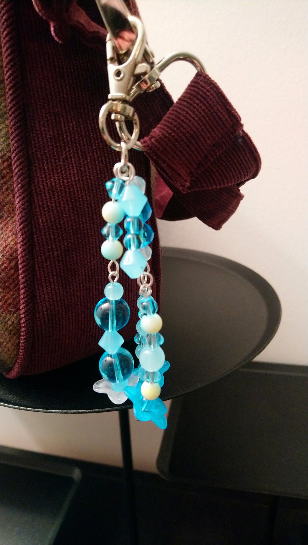 Floral Glass Bead Bag Charm - Etsy