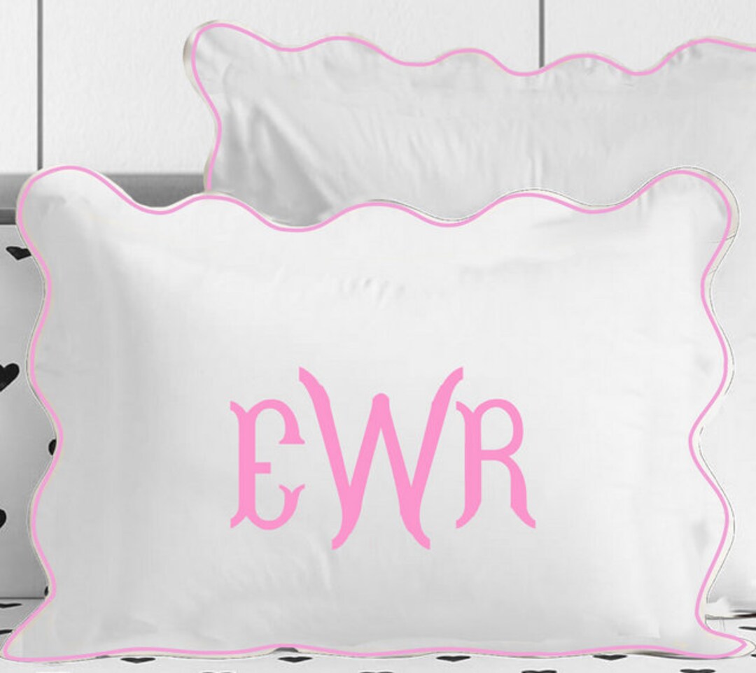 Personalized Monogrammed Pillow Sham With Scalloped Embroidery Hand ...