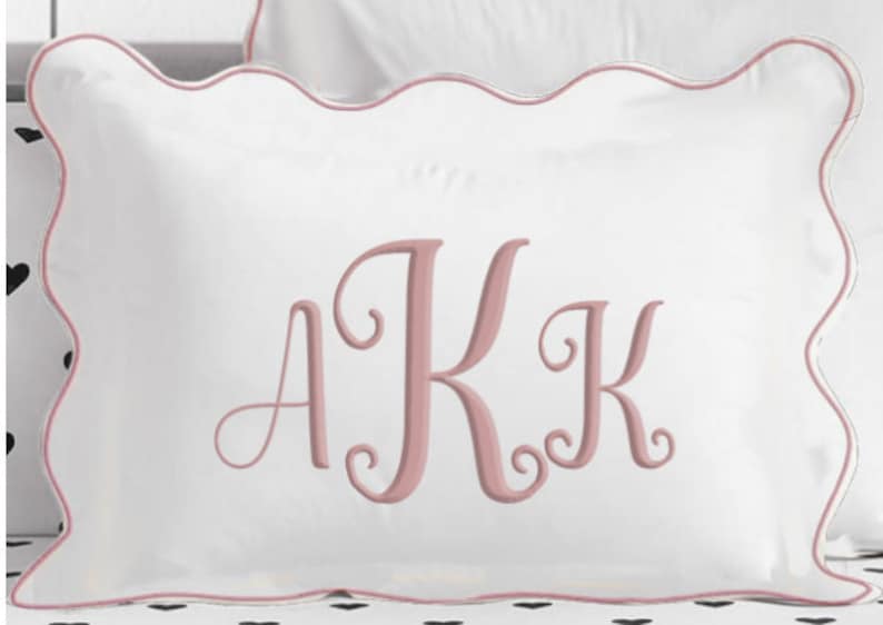 Personalized Monogrammed Pillow Sham With Scalloped Embroidery Hand ...